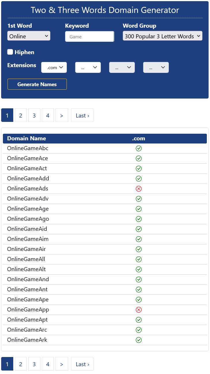 Two & Three Words Domain Name Generator - Md Moazzem Hossain (Mahi)