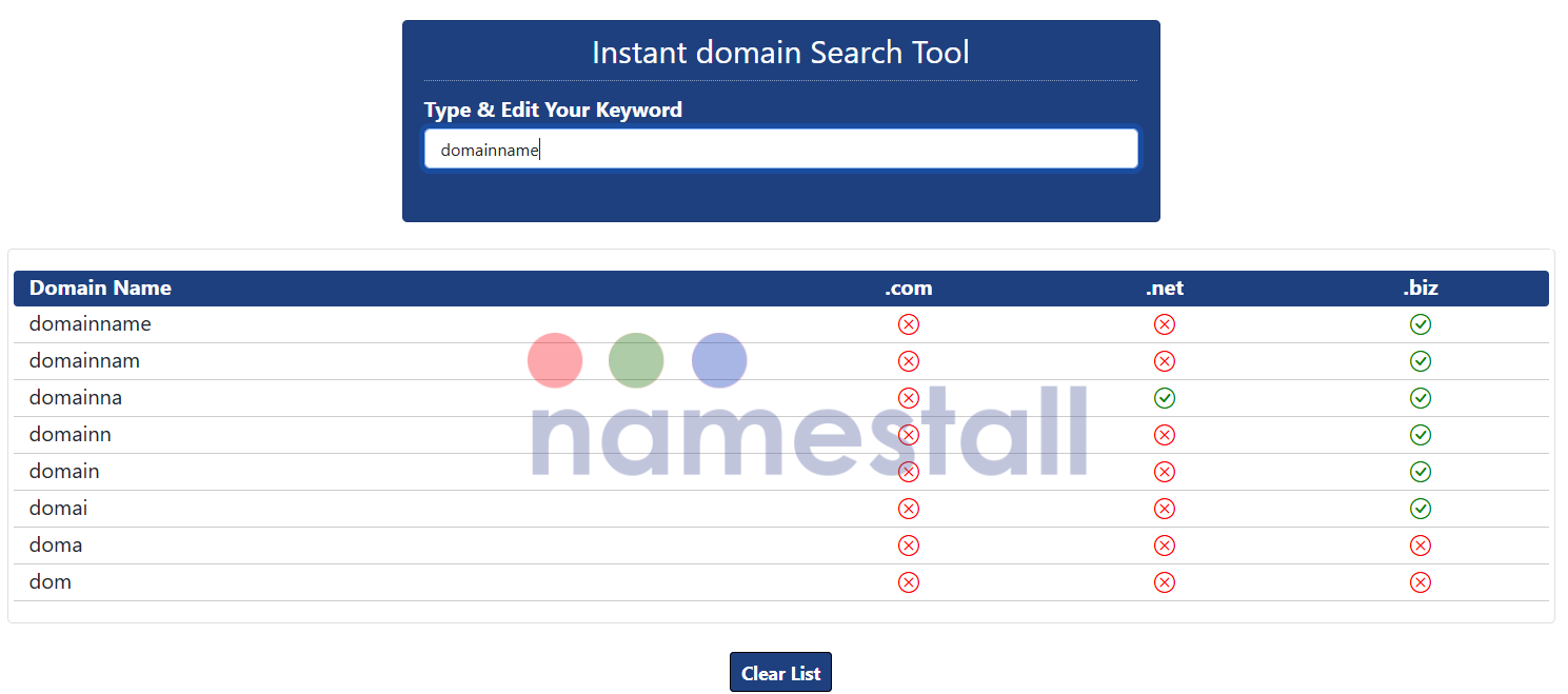 NameStall - Instant Domain Search Tool - Md Moazzem Hossain (Mahi)