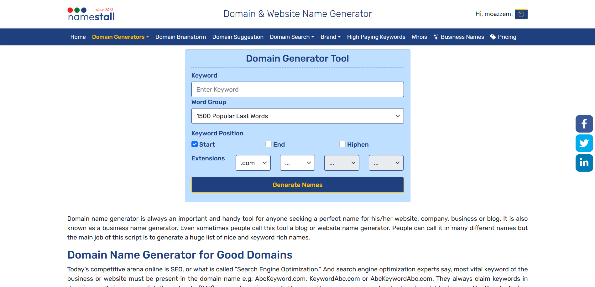 5 Best Domain Name Generator Tool - Md Moazzem Hossain (Mahi)